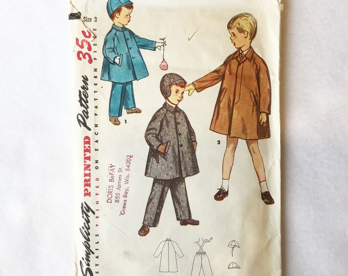 Simplicity 4455 Boys Coat Pants Cap Pattern Size 3 - Etsy