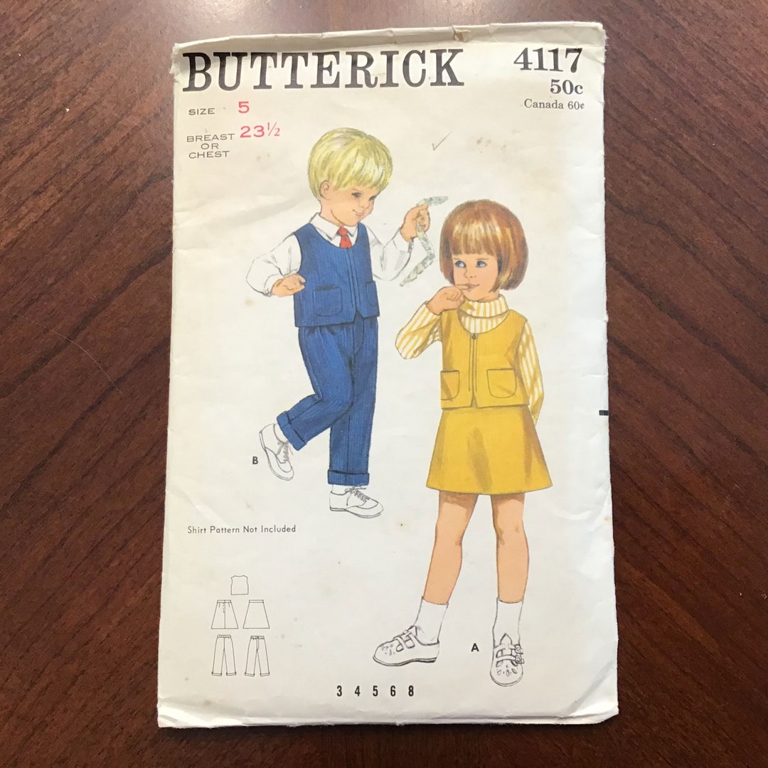 Butterick 4117 Child Pants Skirt Weskit Pattern Size 5 - Etsy