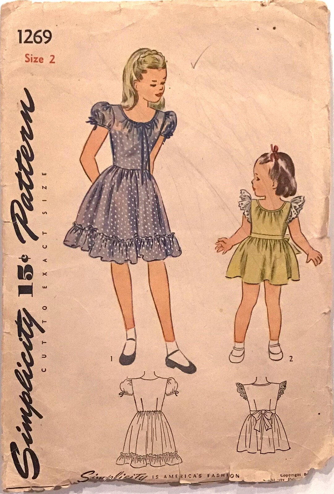 Simplicity 1269 Girls Toddler Dress Pattern Size 2 - Etsy