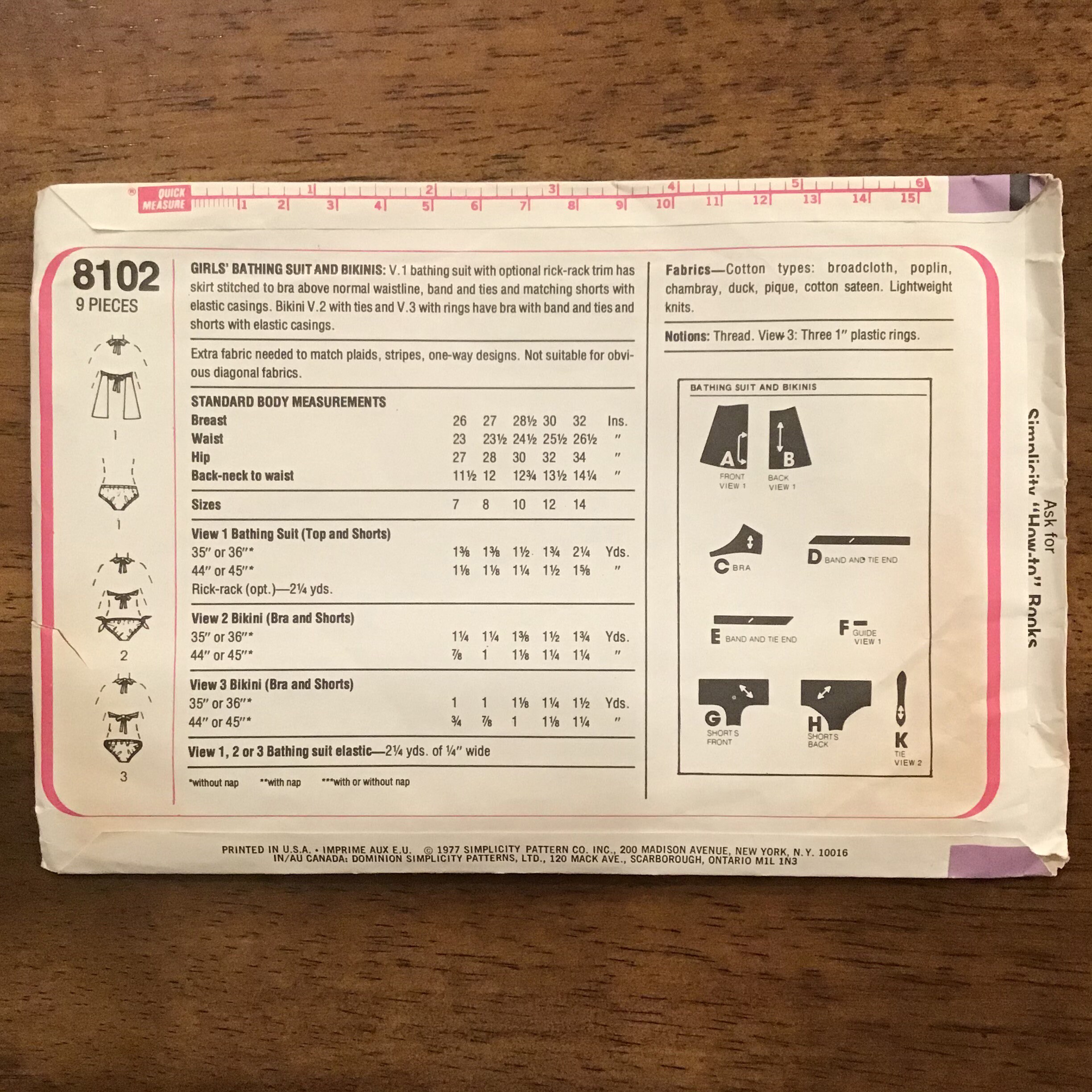 Simplicity 8102 Girls Bikini Swimsuit Pattern Sizes 7 & 8 - Etsy