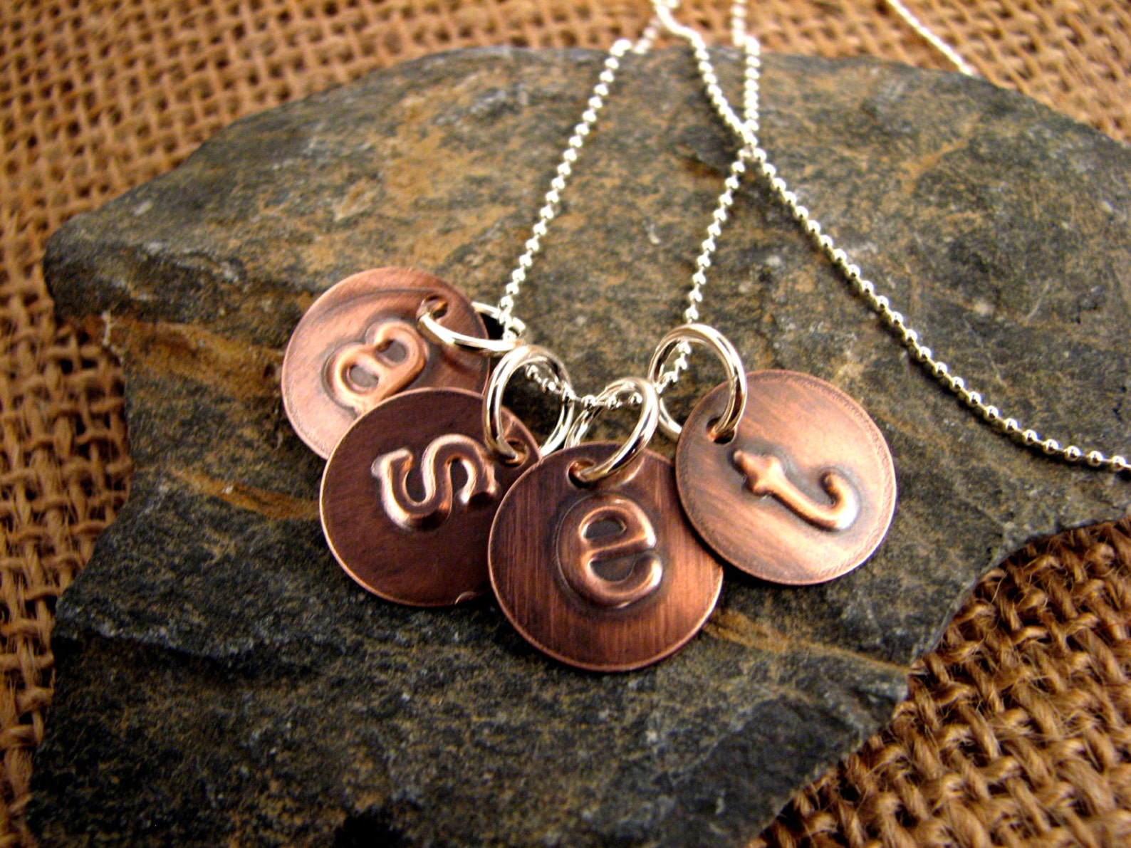 Hand Embossed Family Copper Mini Discs Necklace - Etsy