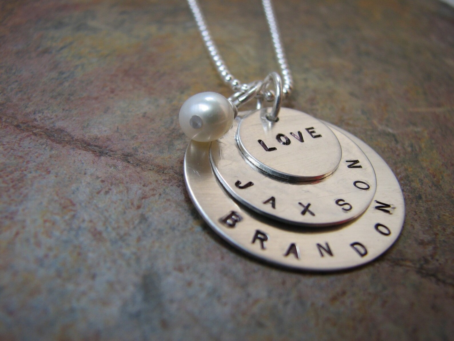 Handstamped Sterling Silver Triple Disc Charm Necklace - Etsy