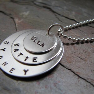 Handstamped Sterling Silver Triple Disc Charm Necklace - Etsy