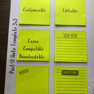 Post-it Note Printable Template - Etsy