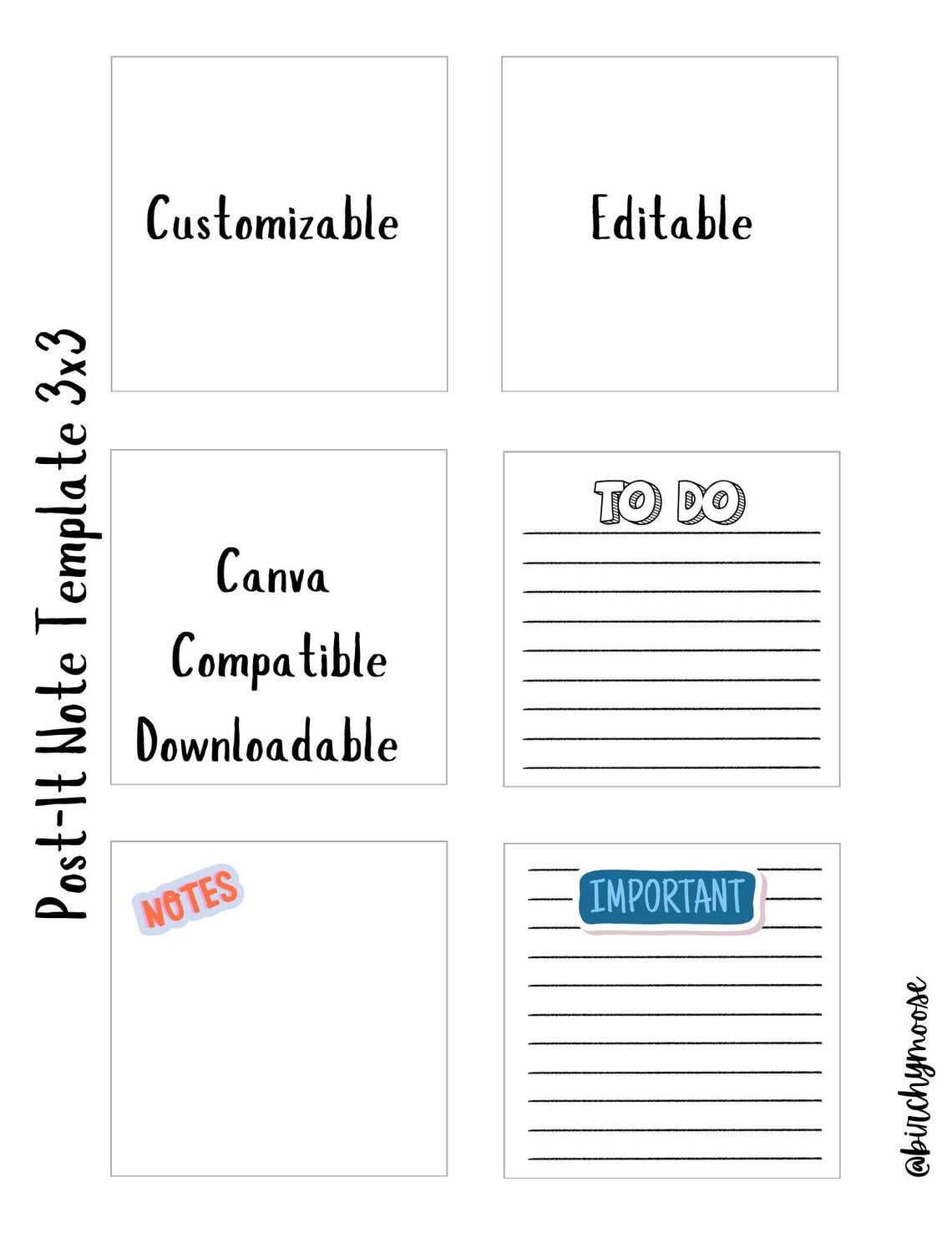 Post-it Note Printable Template - Etsy