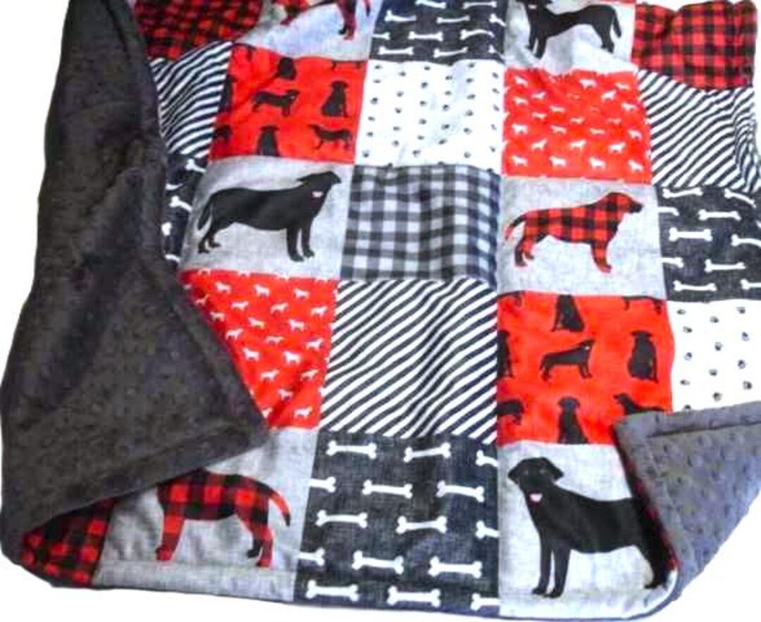 Black Lab Blanket Personalized Embroidered Dog Blanket Red Brown Gray ...