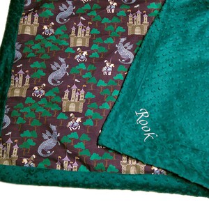 Medieval Knights Blanket Cotton Personalized Dragons and Knights Baby ...