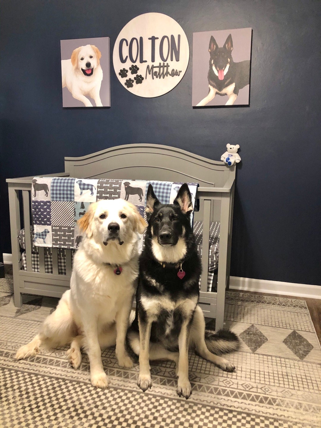 Black Lab Crib Bedding, Labrador Baby Crib Set, Personalized 1-4 Piece ...