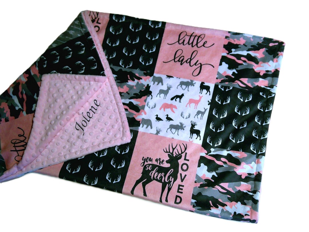 Personalized Baby Girl Blanket, Little Lady Gift, Custom Woodland ...