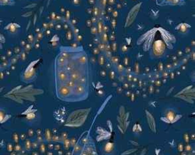 Fireflies Cotton Fabric Panel Organic Cotton Sateen 17"x56" Quilting ...