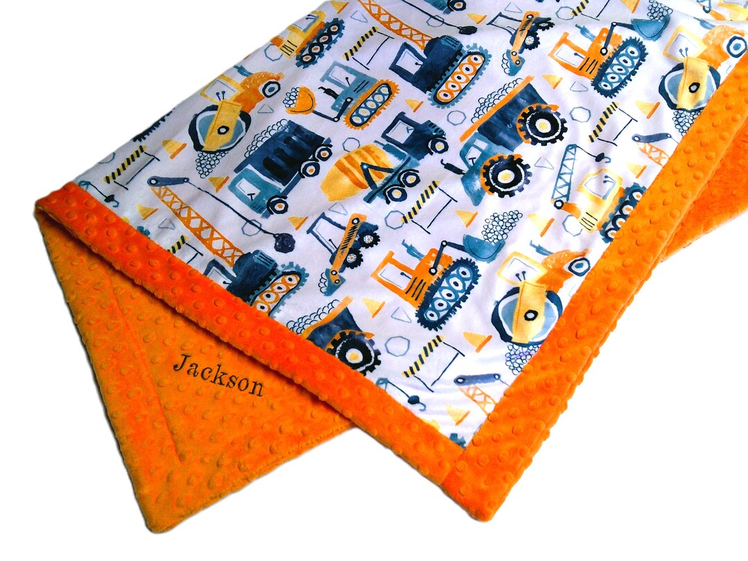 Construction Trucks Blanket Personalized Bulldozer Soft Baby Blanket ...