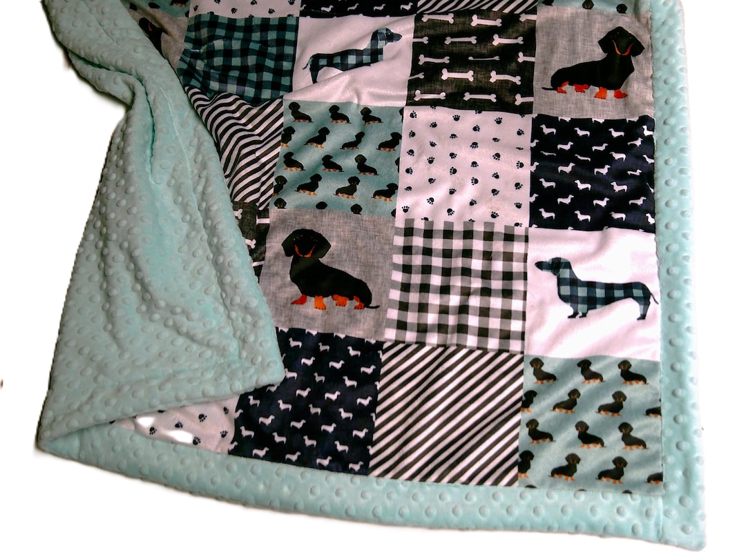 Personalized Wiener Dogs Blanket Daschund Minky Plush Blanket Black Tan ...