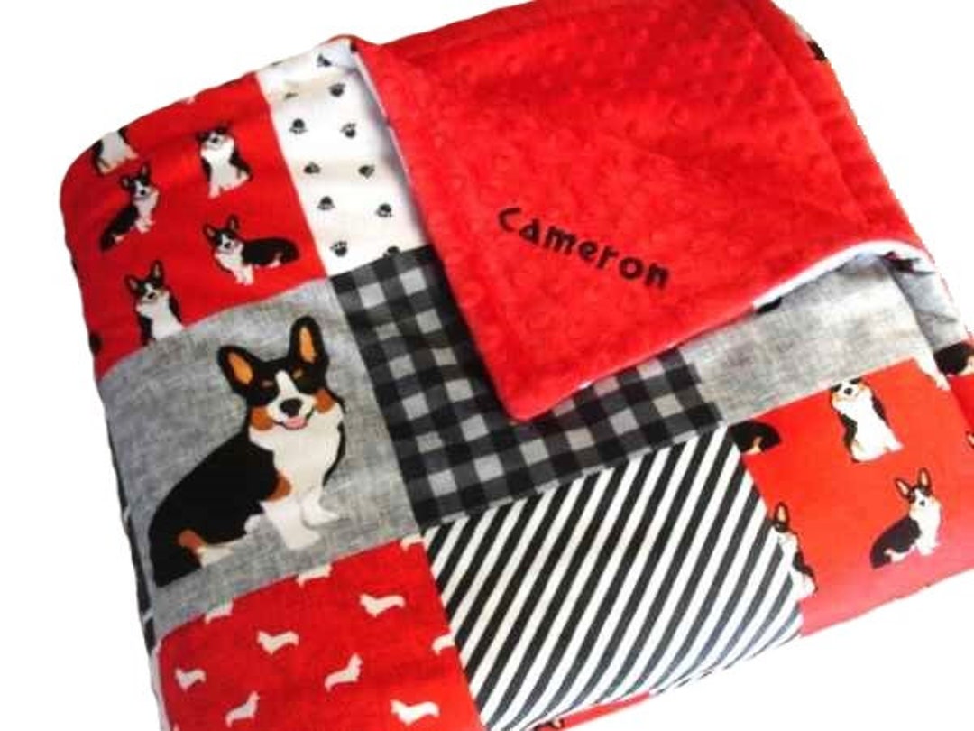 Personalized Corgi Blanket, Tri Corgi Minky Blanket, Corgi Baby Gift ...