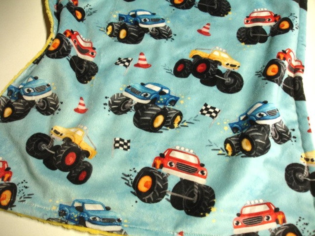 Personalized Monster Jam Minky Blanket Trucks Baby Toddler Child Adult ...