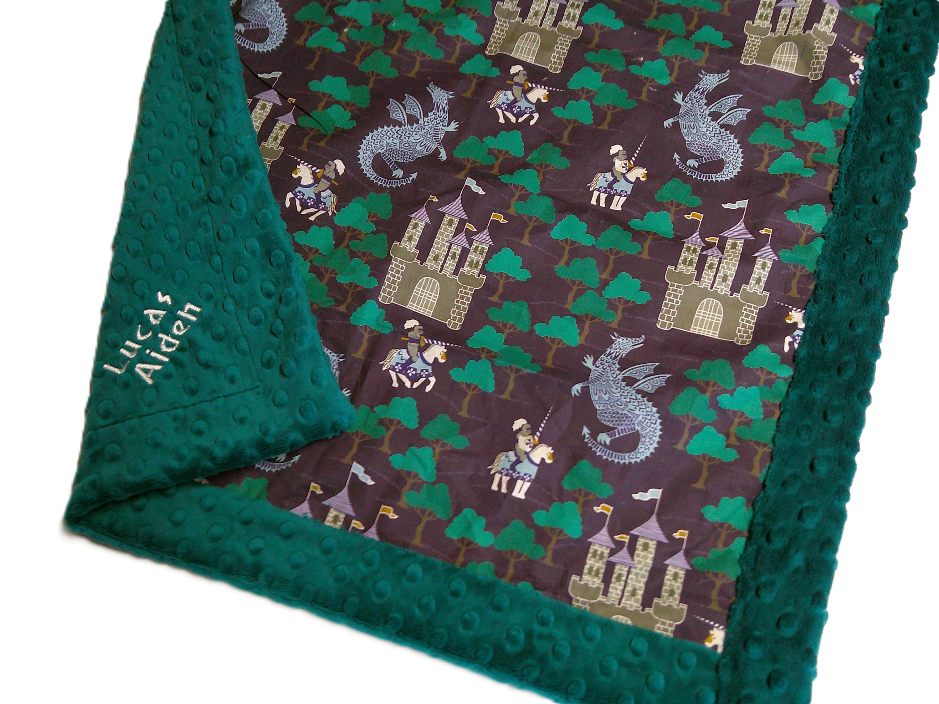 Knights Baby Blanket, Personalized Medieval Baby Gift, Dragons Nursery ...