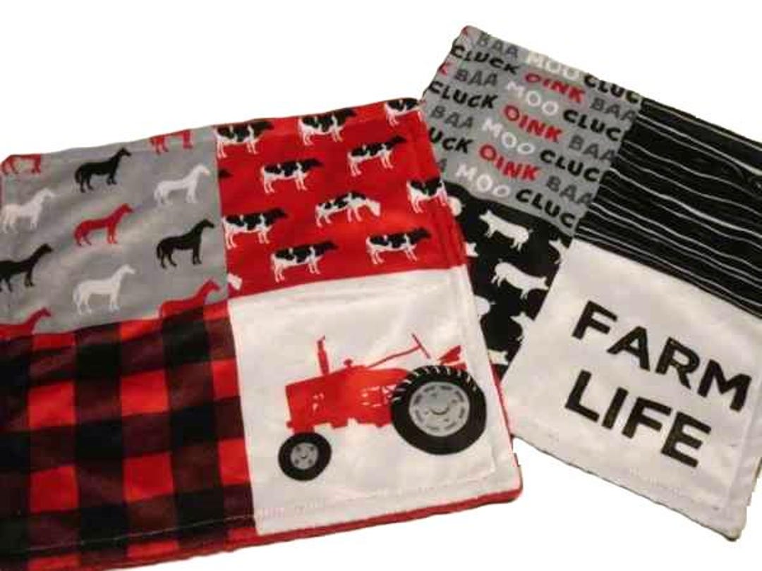 Burp Cloth Farm Set Ready to Ship Tractor Farm Life Red Black Gray - Etsy