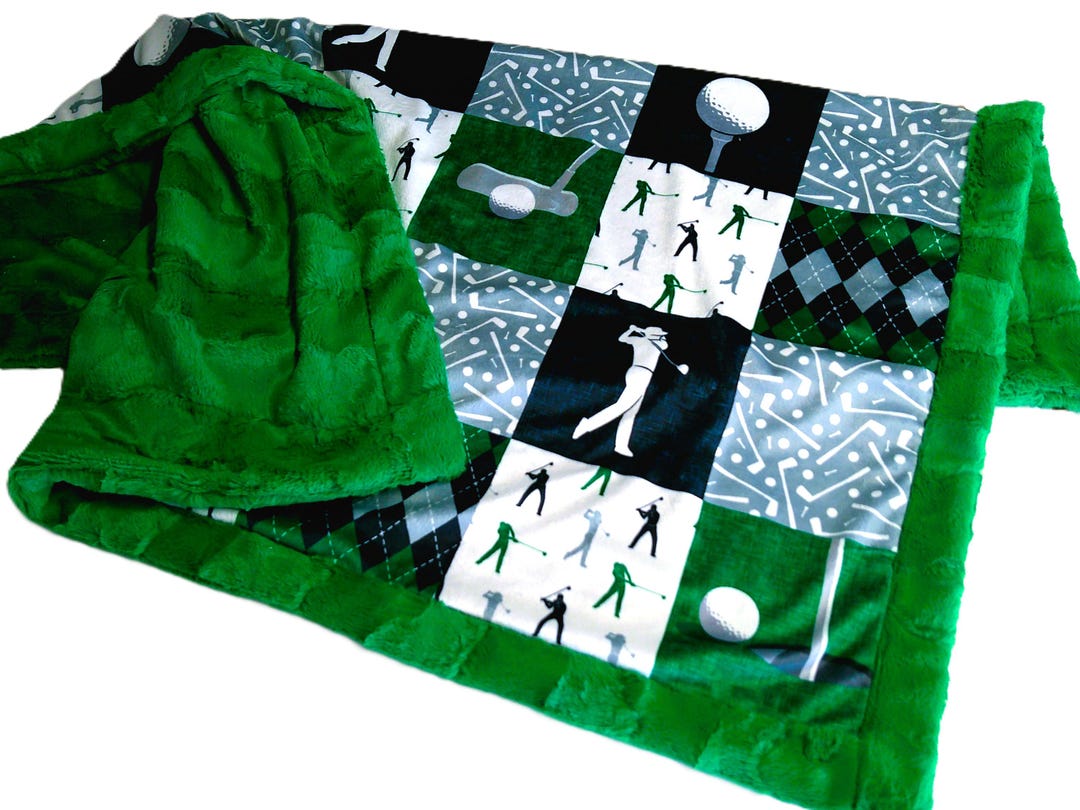 Golf Blanket, Personalized Golfing Sport Bedding With Satin Ruffle ...