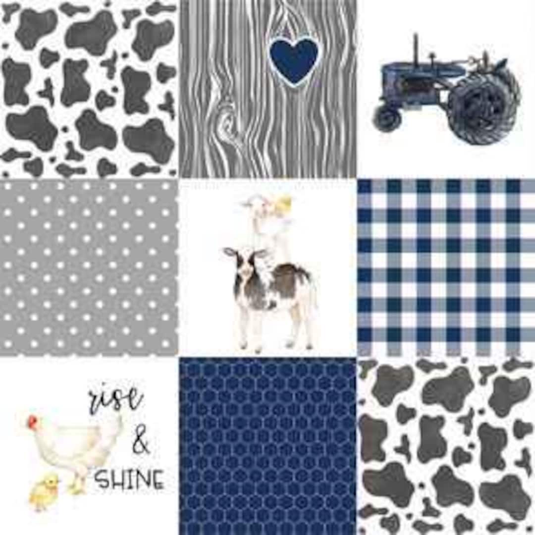 Farm Animals Cotton Fabric Destash Pieces Love You Till Cows Come Home ...