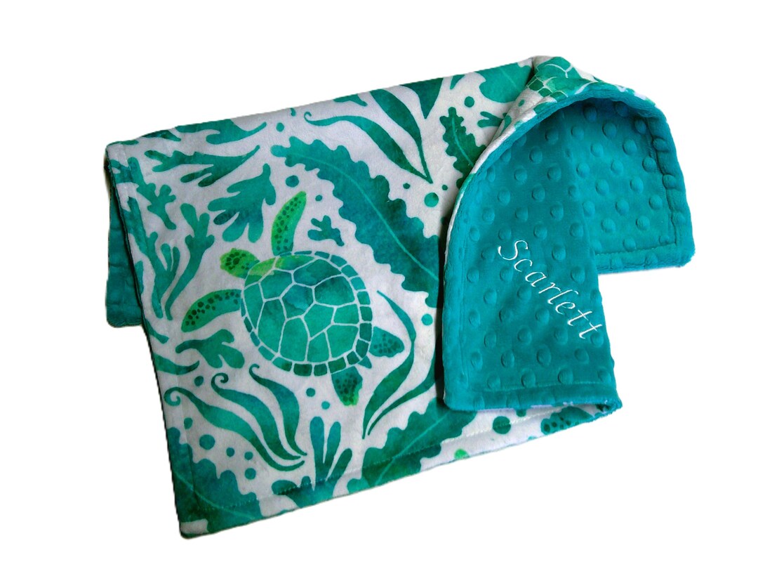 Sea Turtle Blanket, Personalized Ocean Creatures Baby Blanket, With ...