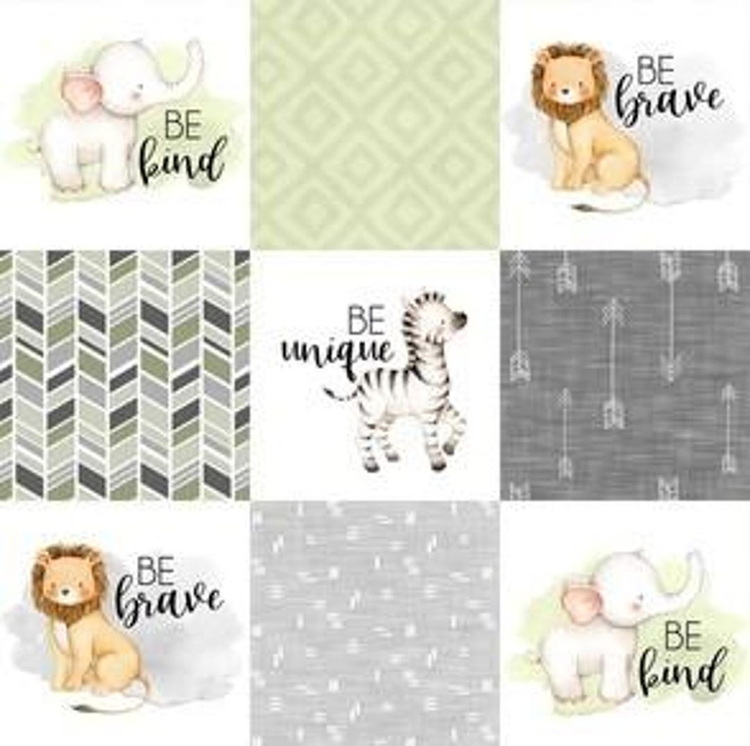 Minky Fabric, Zoo Animals Quilting Panel, 18"x18" Lovey Size ...