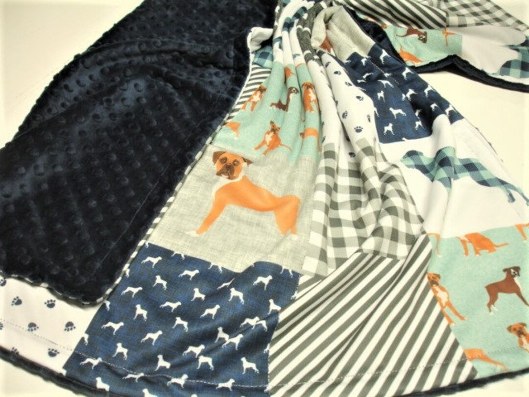 Boxer Blanket Navy Blue Gray Toddler Child Adult Sizes Minky - Etsy