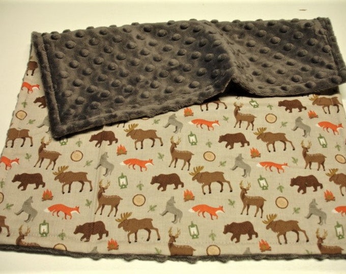 Burp Cloth Woodland Animals Khaki Minky Ready to Ship - Etsy