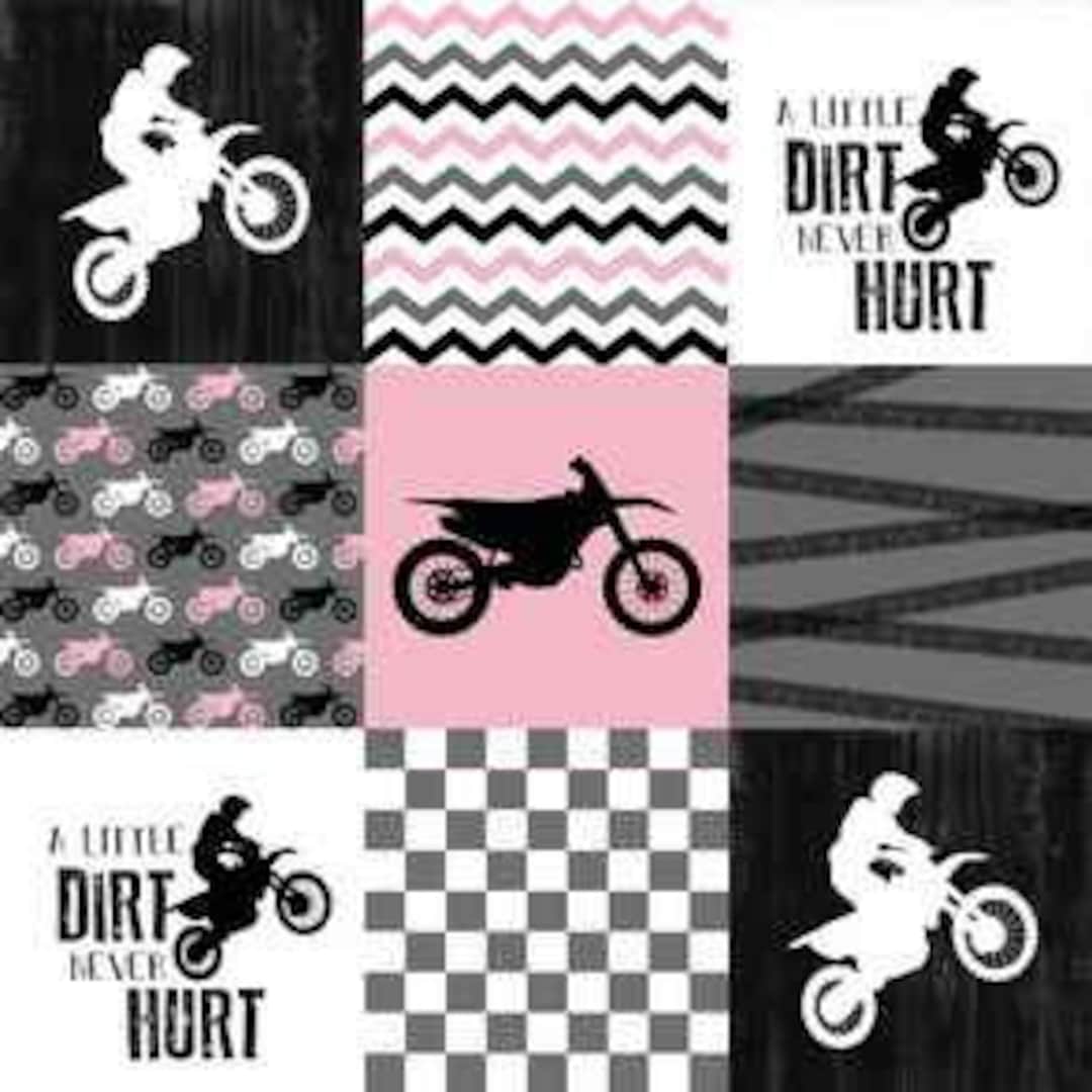 Minky Fabric Panel 30x35 Dirt Bike Minky Longdog Custom Designs Girls ...