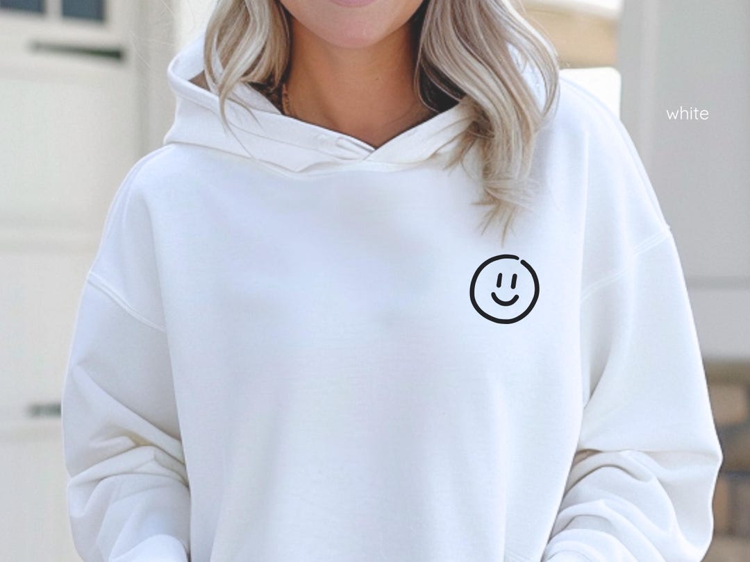 Smiley Face Hoodie, Happy Emoji Hooded Pullover, Happy Face Aesthetic ...