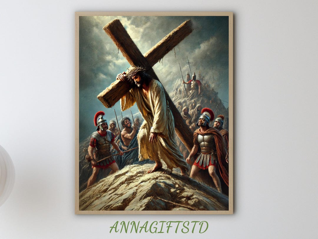 Jesus Carries the Cross,portrait of Jesus,lsd Art,bible Painting,jesus ...