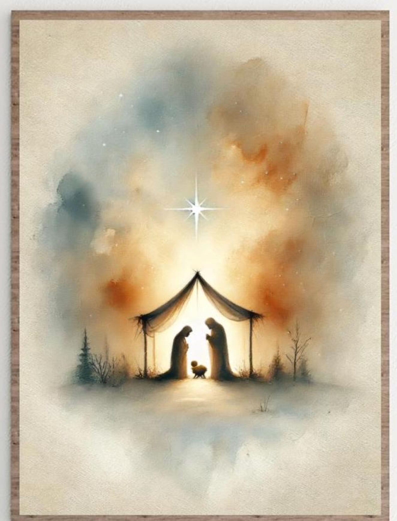 Nativity Scene Art Print: Modern Catholic Christmas Decor (digital ...