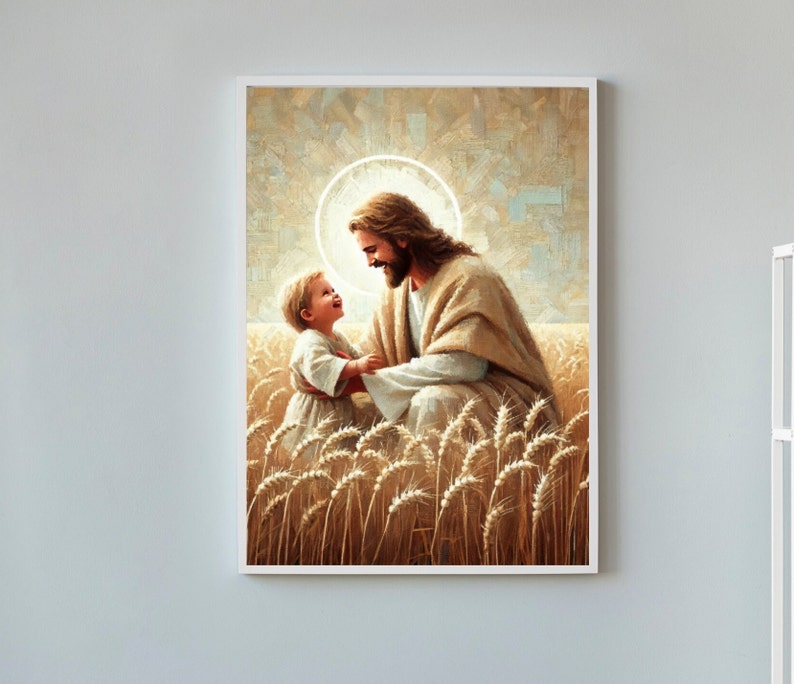 Image of Jesus Having Fun With Children With a Radiant Smile,christ Art ...