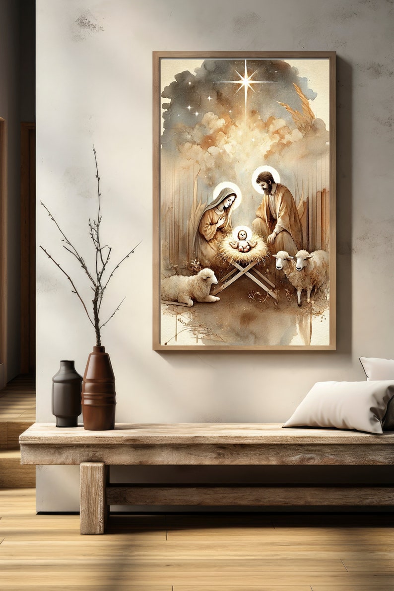 Nativity Scene Art,nativity Scene Art,christmas Decor,digital Prints ...