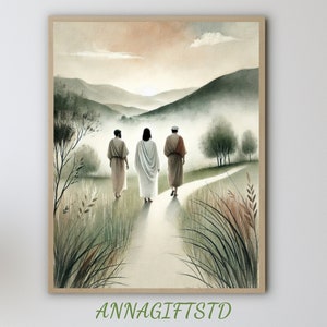 Jesus and Two Disciples on the Road to Emmaus, Murals, Christ Art ...