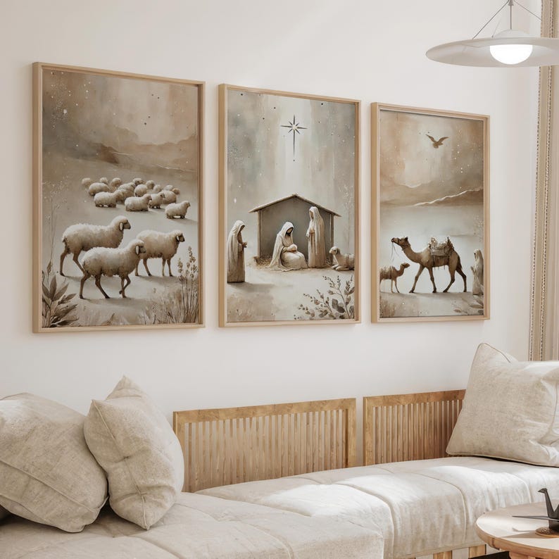 Set 3 Nativity Scene Art,nativity Digital Atwork ,dowloadable Christmas ...