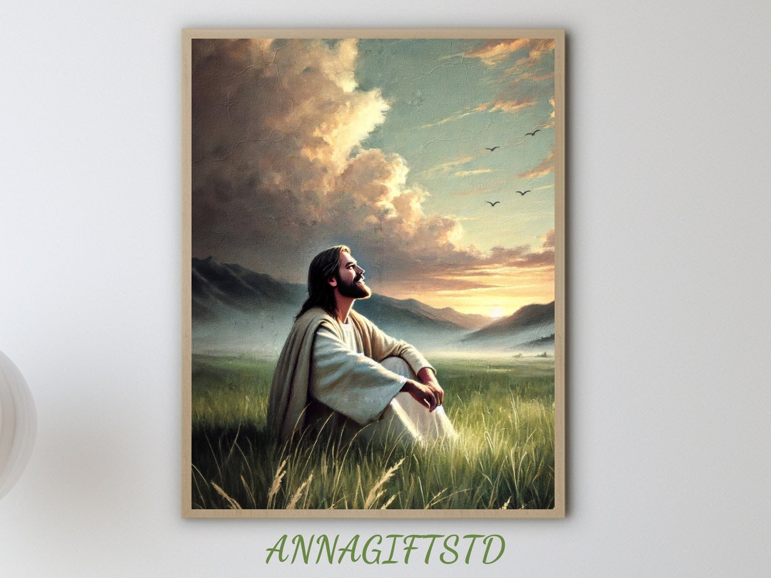 The Image of a Smiling Jesus Sitting in the Middle of Nature Represents ...