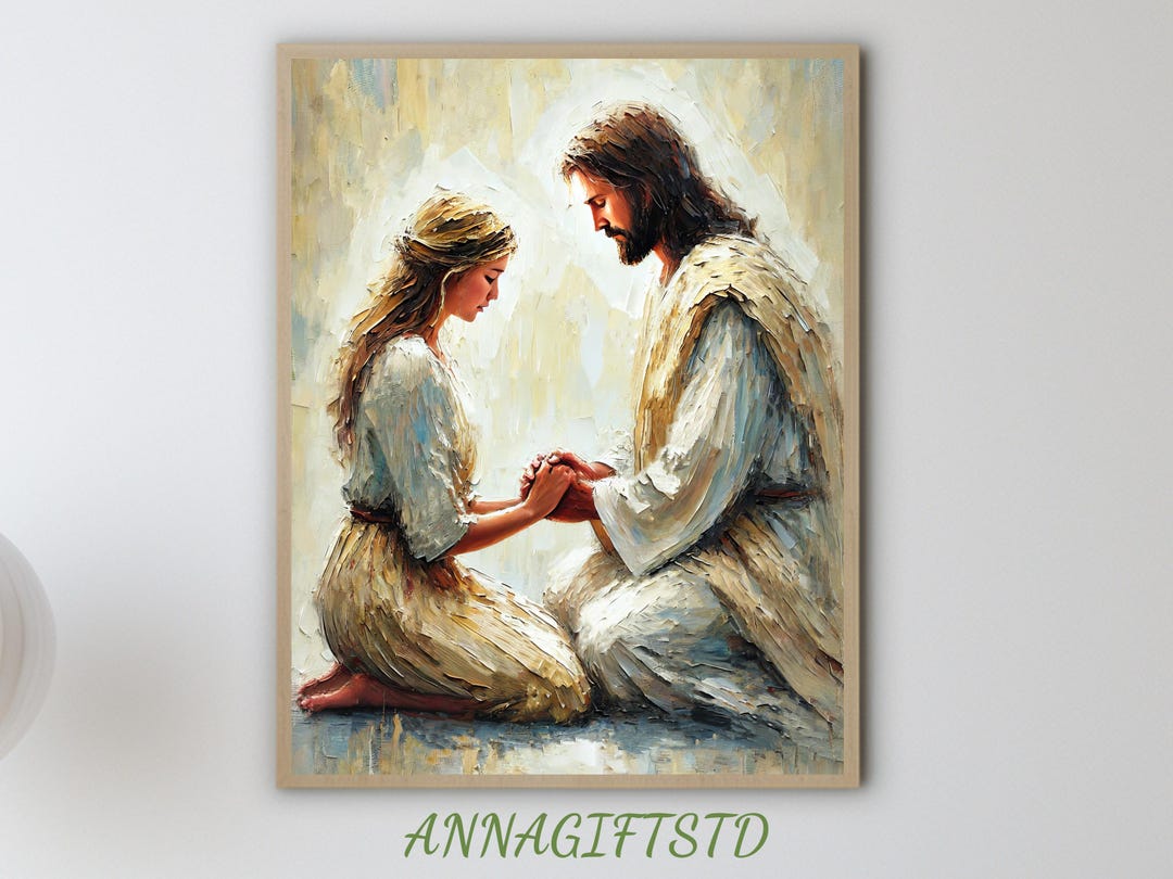 Jesus and Girl Praying, Modern Christian Art, Jesus and Girl, Jesus ...