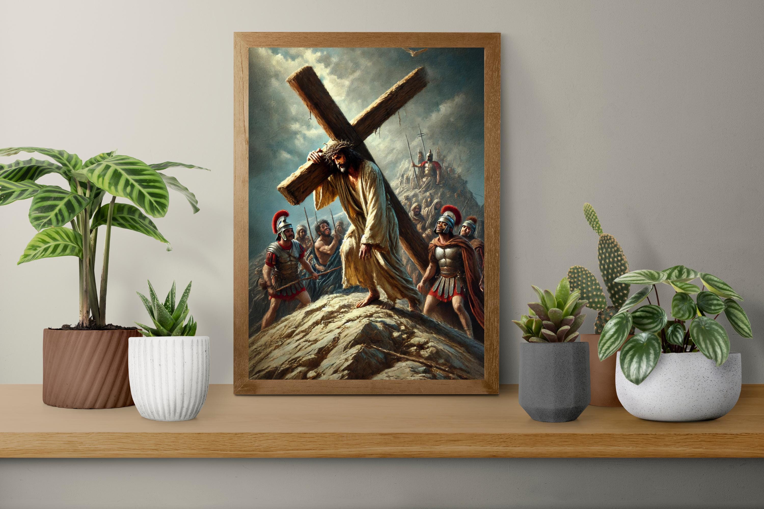 Jesus Carries the Cross,portrait of Jesus,lsd Art,bible Painting,jesus ...