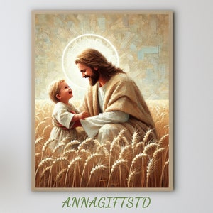 Image of Jesus Having Fun With Children With a Radiant Smile,christ Art ...