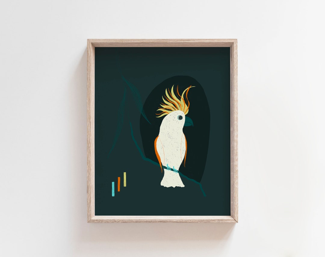 Tropical Wall Art Cockatoo Bird Tropical Art Print Abstract Art Print ...
