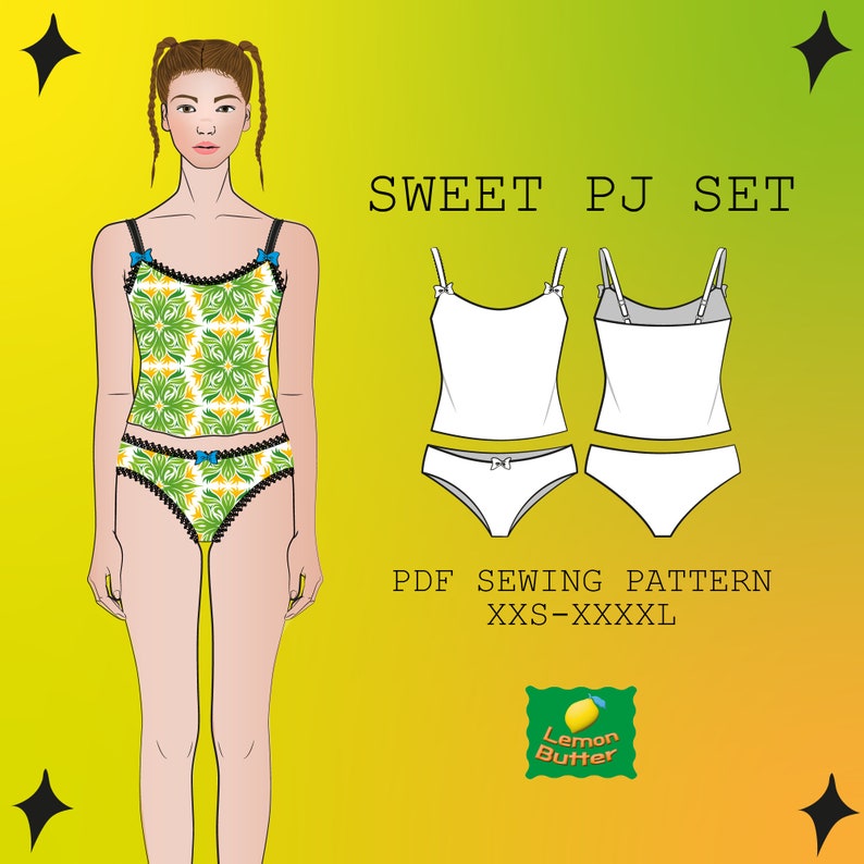 PJ Set Sewing Pattern, Digital PDF File, A0 A4 Letter Size Print, Easy Instruction - Etsy