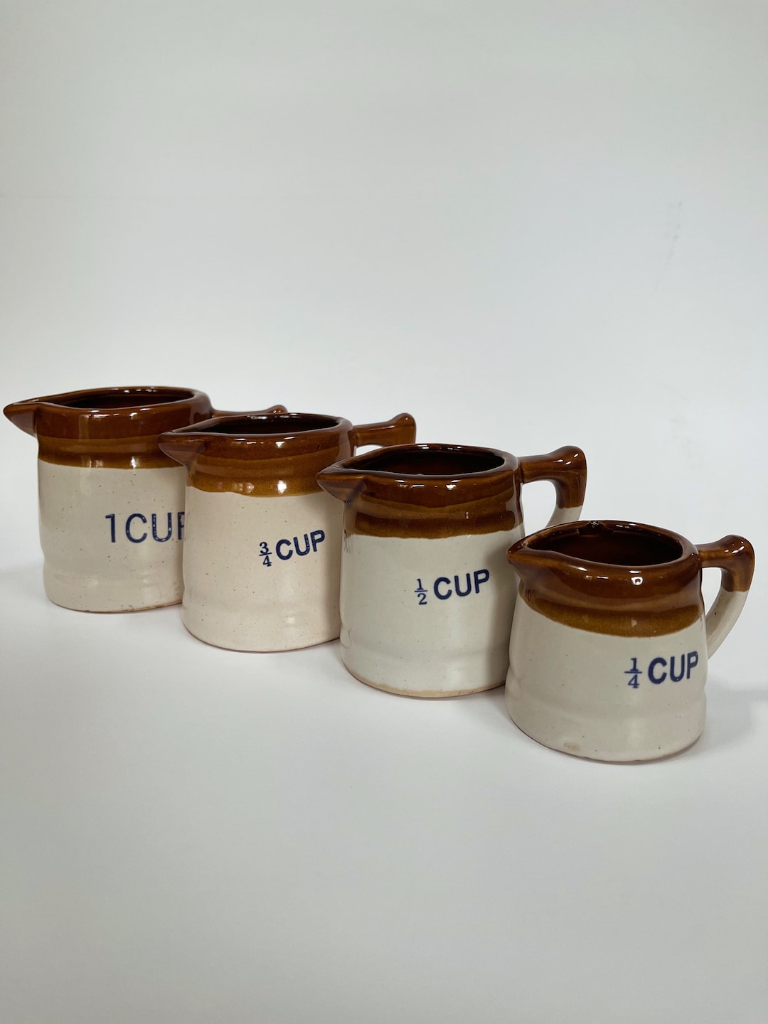 Vintage Glazed Stoneware Measuring Cups With Rack, Full Set of 4 - Etsy