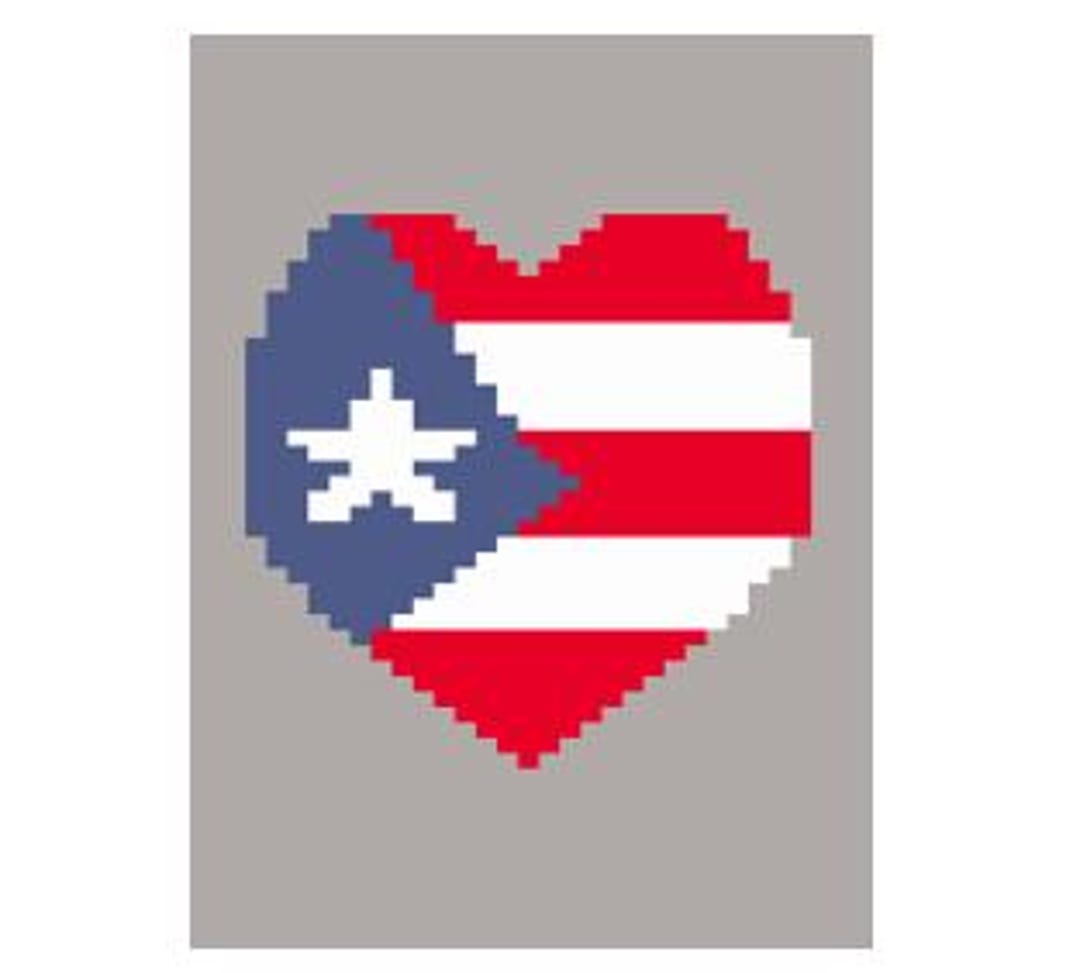 Puerto Rico Heart Flag - Finger Knitting / Chunky Knit Blanket Pattern ...
