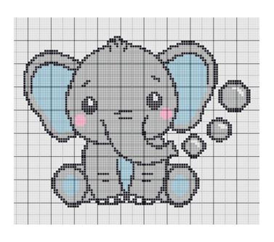 Baby Elephant With Bubbles - Corner to Corner - Mini C2C Graphgan ...