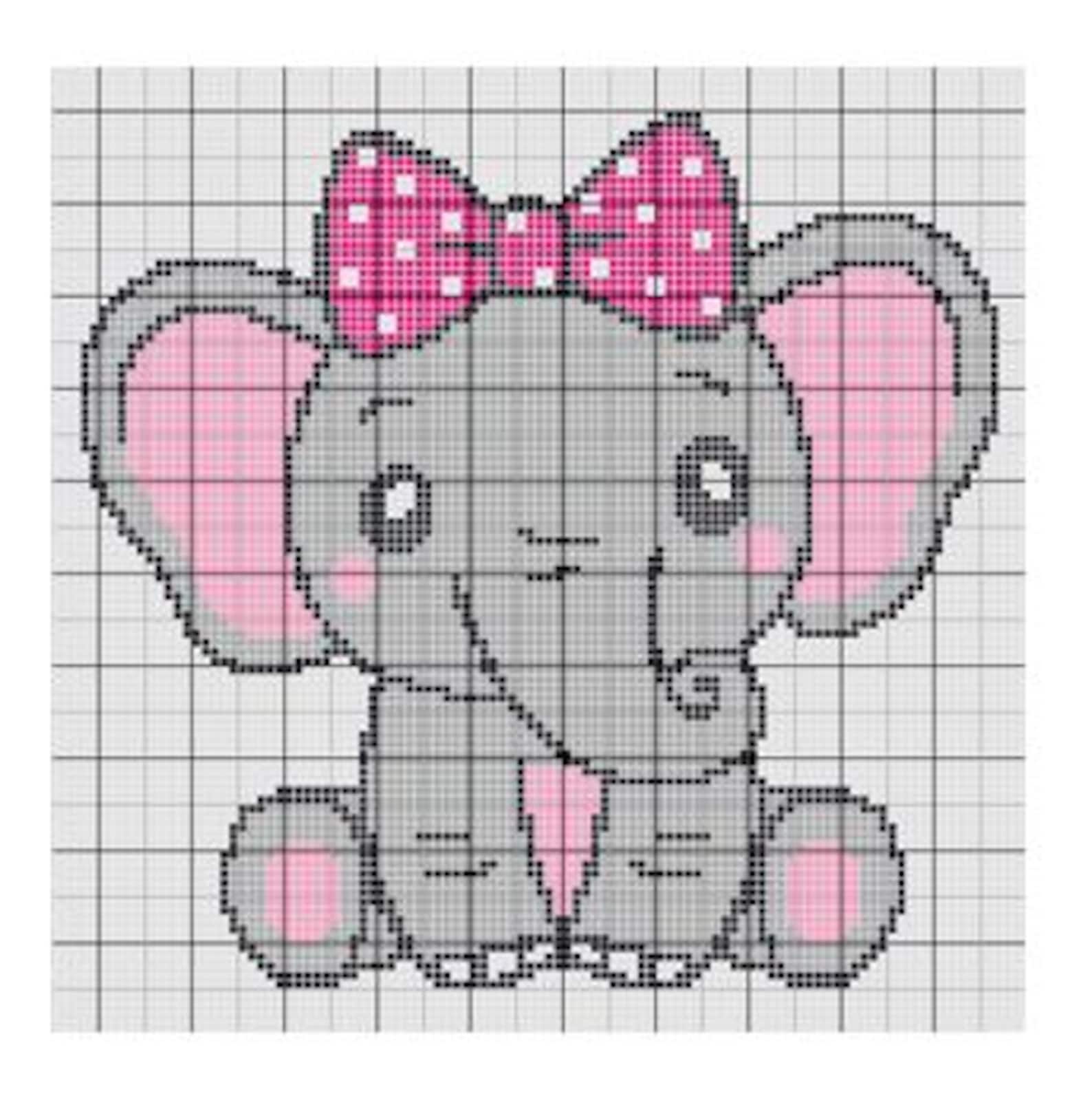 Baby Elephant With Bow - Corner to Corner - Mini C2C Graphgan - Blanket ...