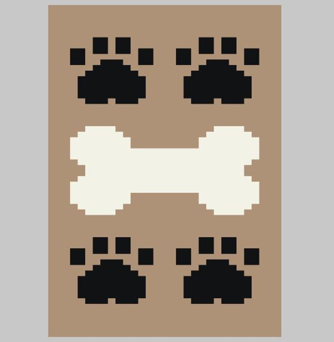 Dog Bone and Paw Prints - Finger Knitting / Chunky Knit Blanket Pattern ...