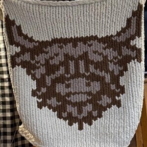 Highland Cow - Finger Knitting / Chunky Knit Blanket Pattern - Etsy
