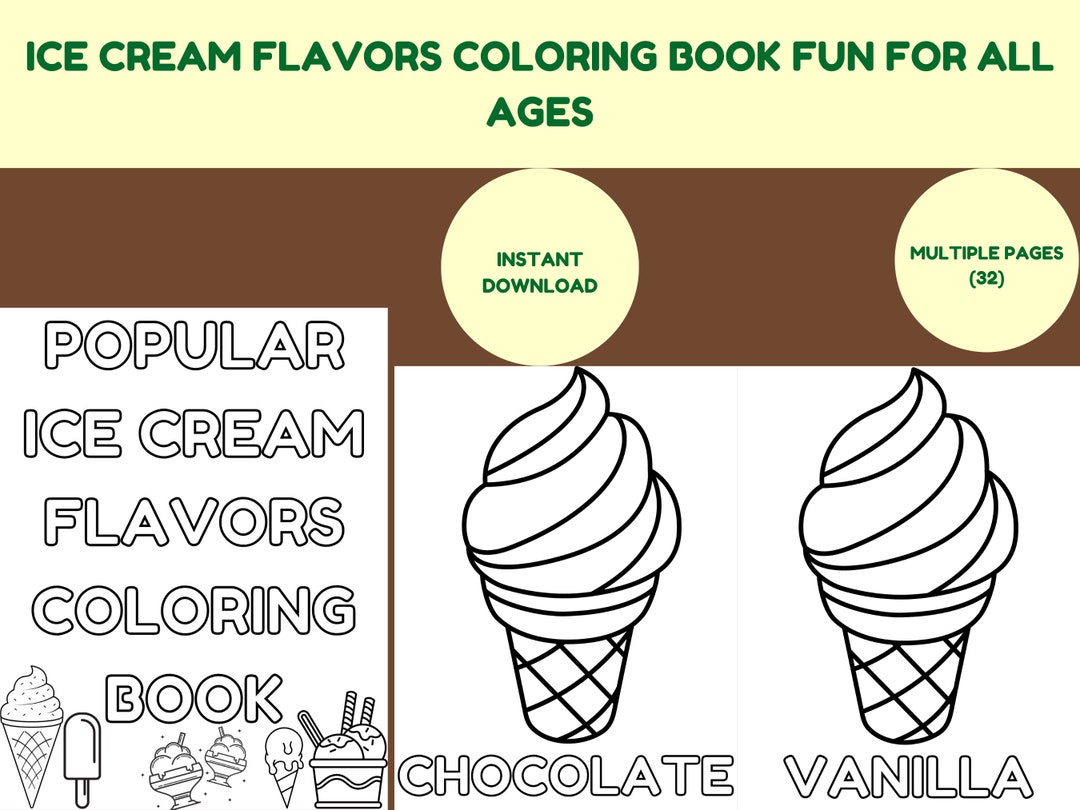 Popular Ice Cream Flavors Coloring Book | Ice Cream Coloring Book ...