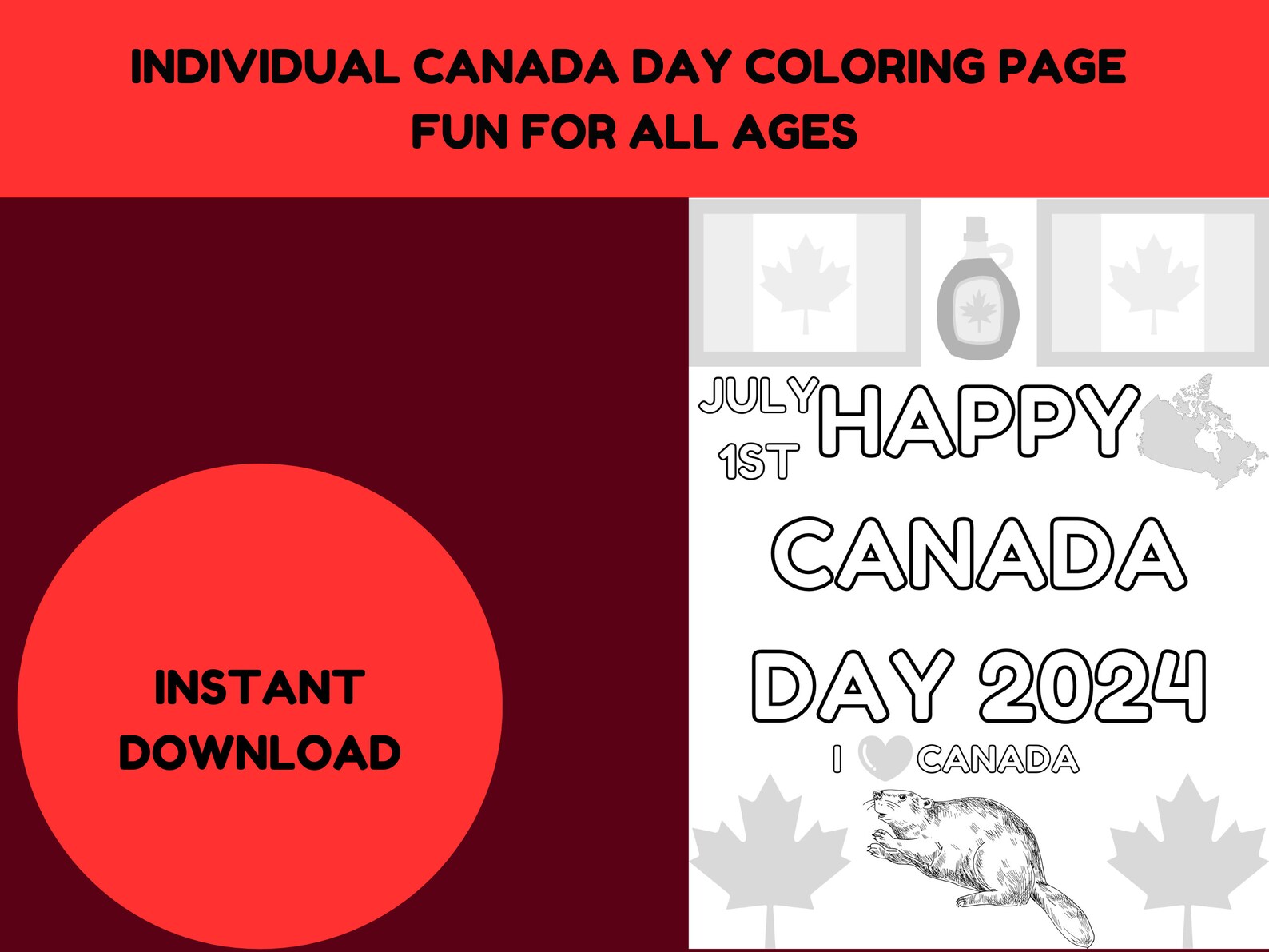 Individual Canada Day Coloring Page Fun for All Coloring Page Canada ...