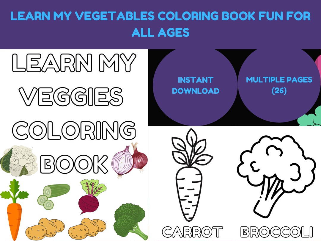 Educational Vegetable Coloring Book | Vegetable Coloring Book | Learn ...