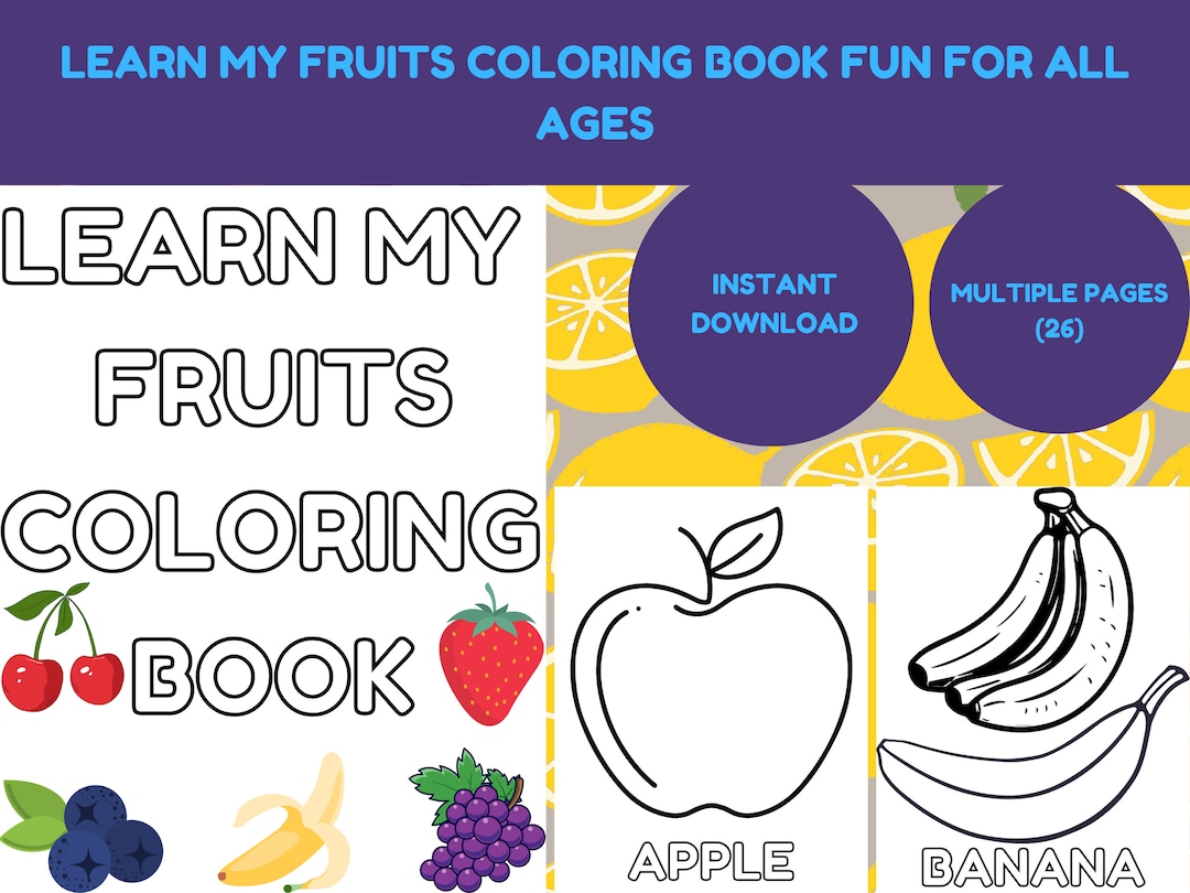 Educational Fruit Coloring Book | Fruit Coloring Book | Learn My Fruit ...